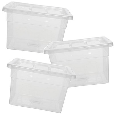 2 x Clear Plastic Stackable Transparent Storage Boxes 64 Litre Complete ...
