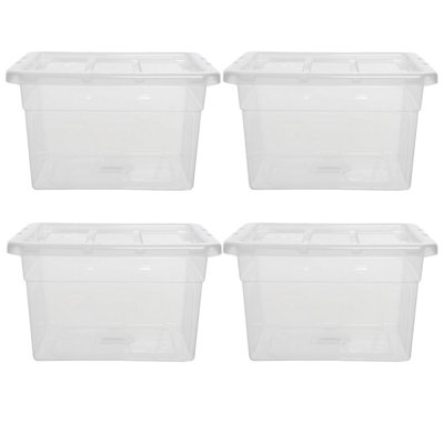 2 x Clear Plastic Stackable Transparent Storage Boxes 96 Litre Complete ...