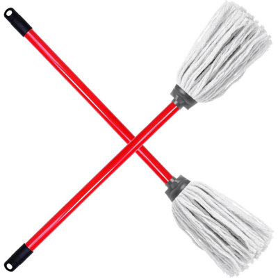 2 x Cotton Floor Mops Super Absorbent Cotton Mop Head With Handle