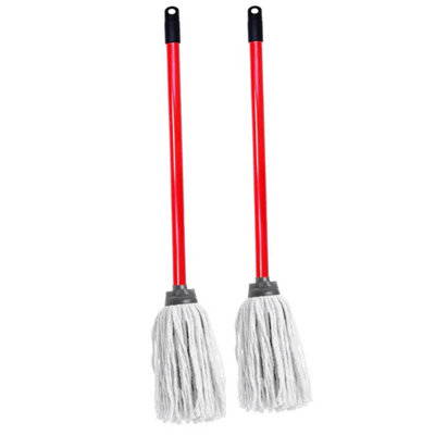 2 x Cotton Mop & Handle Highly Absorbent Perfect For Home & Office Use ...