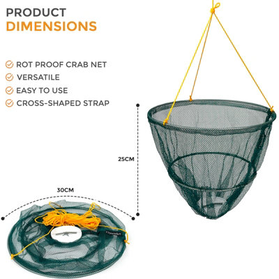 2 x CRAB FISH CRAYFISH LOBSTER DROP NET BAIT CLIP & ROPE SAFE CRABBING ...