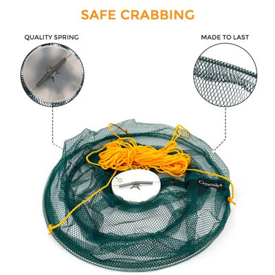 2 x CRAB FISH CRAYFISH LOBSTER DROP NET BAIT CLIP & ROPE SAFE CRABBING ...