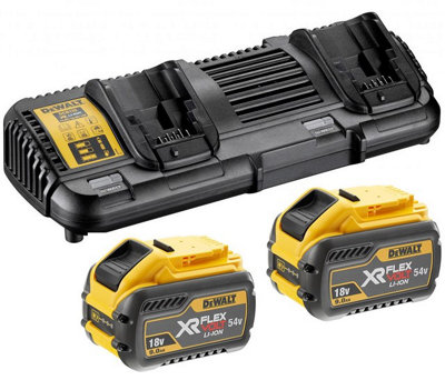 2 x Dewalt DCB547 18v / 54v XR Flexvolt 9.0ah Battery + DCB132 Dual ...
