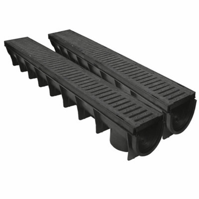2 x Drainage Channel Drain 1m Lengths Linear Storm Drain Channel 14cm ...