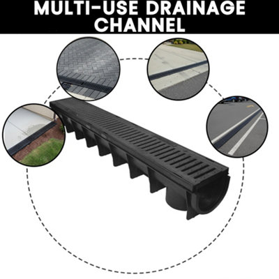 2 x Drainage Channel Drain 1m Lengths Linear Storm Drain Channel 14cm ...