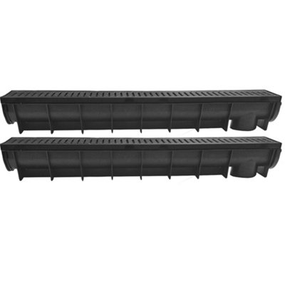 2 x Drainage Channel Drain 1m Lengths Linear Storm Drain Channel 14cm ...