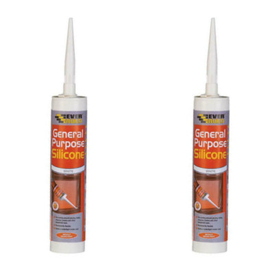 2 x Everbuild White Multi Purpose Silicone Sealant 280ML