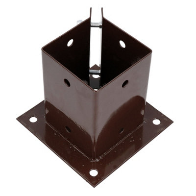 2 x Fence Post Decking Bolt Down Support Holder Clamp For Posts 100mm x ...