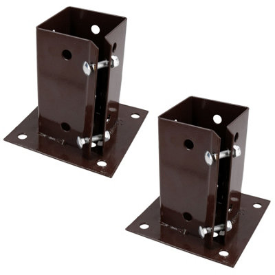 2 x Fence Post Decking Bolt Down Support Holder Clamp For Posts 75mm x 75mm