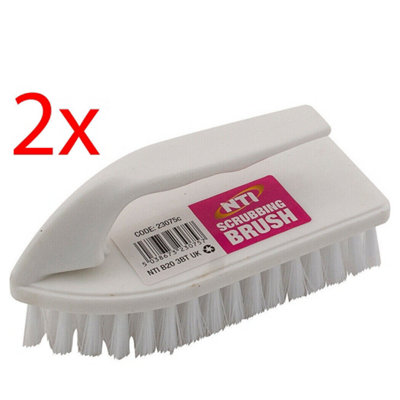 2 X Floor Scrubbing Brush Hand Scrub Brush Hard Stiff Bristles And Handle Clean