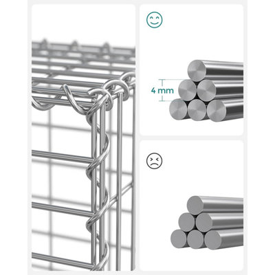 2 x Gabion Stone Wire dia 4mm Mesh size 10 x 5cm Galvanized 100 x 50 x ...