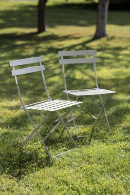 2 x Garden Trading Outdoor Indoor Bistro Chairs Seat Clay Steel Metal Patio