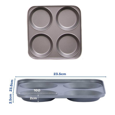 2 x Giant Easy to Use Non-Stick 4 Cup Yorkshire Pudding Oven Baking Tray