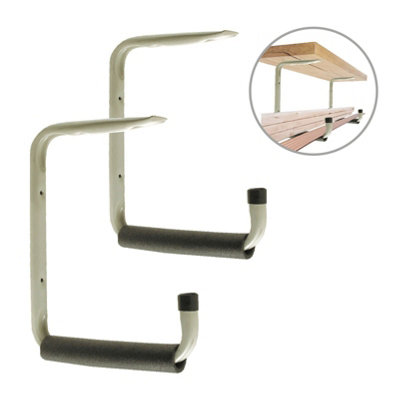 2 x Giant Heavy Duty 415mm Wall Mounted Storage Hooks with Shelf ...