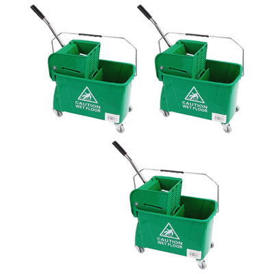 2 x Green 20L Strong Kentucky Mop Dual-Bucket & Wringer System With ...