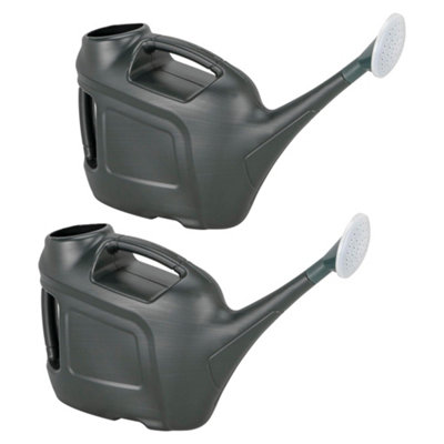 2 x Green 6 Litre Slimline Garden Watering Cans With Sprinkler Heads ...