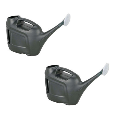 2 x Green 6L Lightweight Watering Can With Handle & Sprinkler Head ...