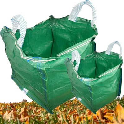 2 x Green Reusable 120 Litres Heavy Duty Garden Waste Sacks With Looped ...