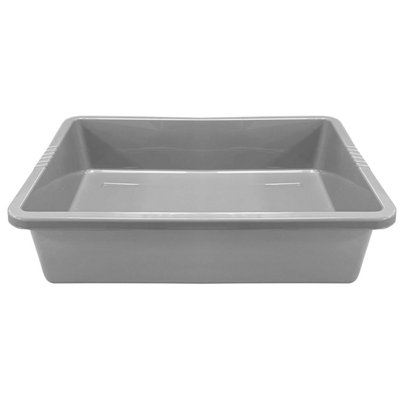 2 x Grey Rectangular Multipurpose Household Tray With Textured Grooved ...