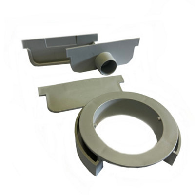 2 x Grey Ultra Low Profile Shallow Flow Drain Plastic Grating 50mm Deep ...