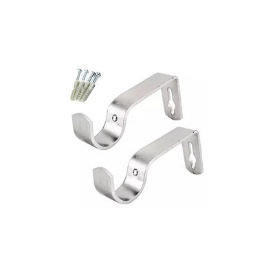 2 x Heavy Duty Metal Curtain Pole Bracket Holder Curtain Rod Support ...