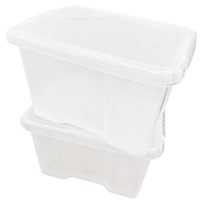 2 x Heavy Duty Multipurpose 24 Litre Home Office Clear Plastic Storage ...