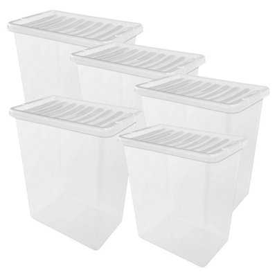 2 x Heavy Duty Multipurpose 55 Litre Home Office Clear Plastic Storage ...