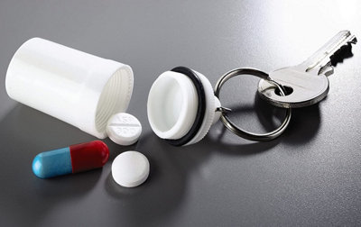 2 x Keyring Pill Holders - Portable Mini Travel Storage Boxes with ...