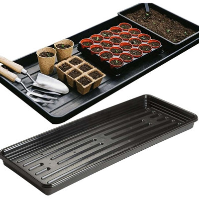 Buy 2 x Large Black Multi Use Black Grow Bag Trays For Gardening ...