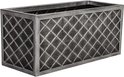 2 x Lazio Trough 70cm Long Rectangular Pewter Grey Plastic Garden ...