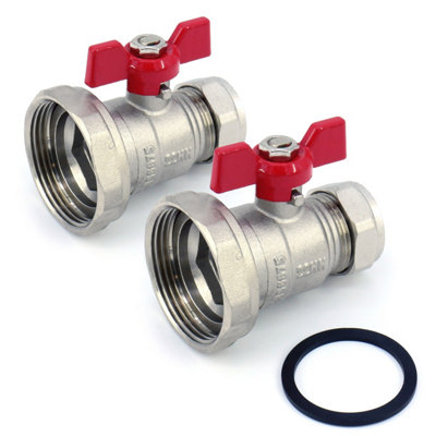 2 x Lever Handle Ball Pump Valve - 1.1/2" x 22mm (Pair) from Tesla UK