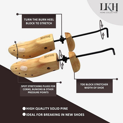2 x Mens Gents Shoe Stretcher Wooden Tree Shaper Corn Bunion Blister ...