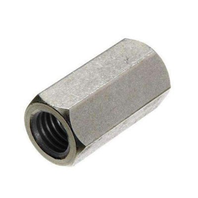 2 x Metric Hexagon 10mm Connector Long Nuts, for Connecting Screwed Rod ...
