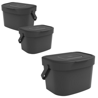 2 x Mountable 6 Litre Food Waste Kitchen Compost Caddy With Handle ...