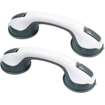 2 x Movable Plastic Shower Grab Bars No Drilling Bathroom Grab Bars ...