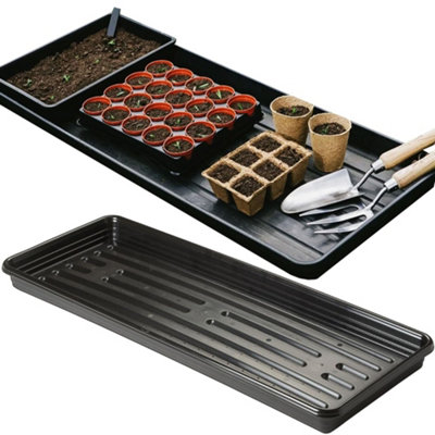 2 x Multi Use Black Grow Bag Trays For Garden, Flowers, Plants ...