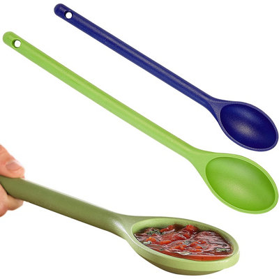 2 x Non-Stain Nylon Cooking Spoons - 38 & 30cm Heat Resistant, Non ...