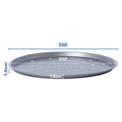 2 x Non-Stick Large 33cm Round Pizza Pan Tray Ideal for Pizzas & Pastries