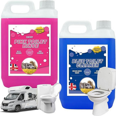 2 x Pink & Blue 2.5 Litre Combo Pack Caravan Toilet Fluid & Rinse ...