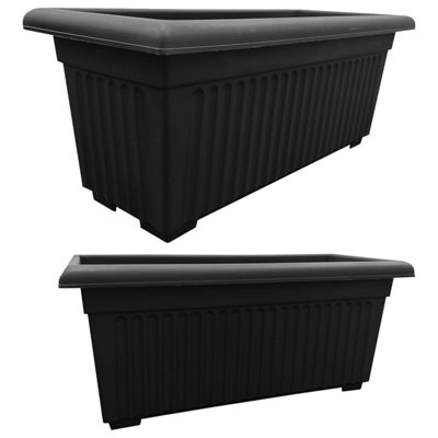2 x Rectangular 70cm Sovereign Trough Slate Grey Strong Indoor Outdoor ...