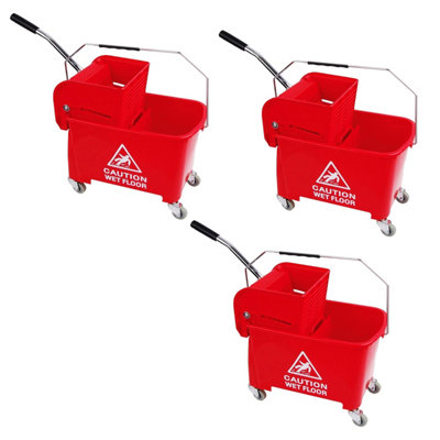 2 x Red 20L Strong Kentucky Mop Dual-Bucket & Wringer System With ...