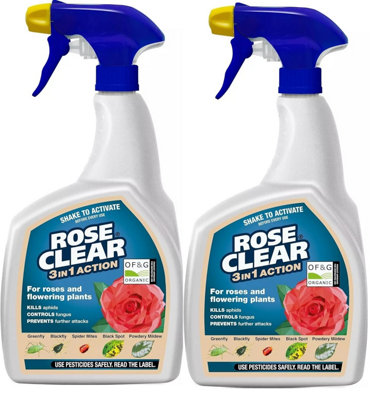 2 x Rose Clear Ultra Gun 3 In 1 Rose Bug Killer fugus Control - 1 Litre
