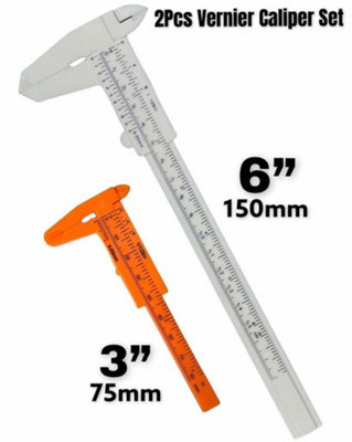 2 X Set Of 2 Plastic Vernier Caliper Set Diameter Measuring Ruler Gauge