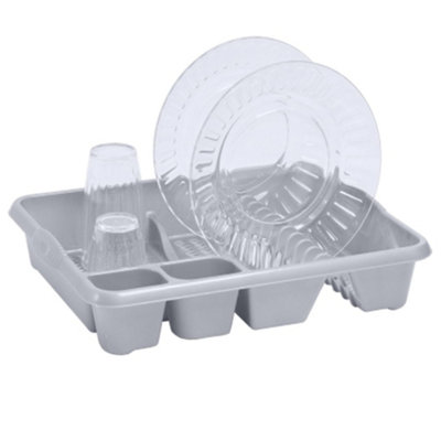 2 x Silver Large Dish Drainer Counter Racks With Integral Handles