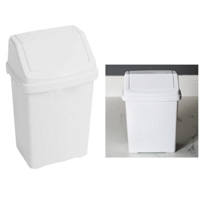 2 x Small 8L Ice White Rubbish Waste Flip Top Bins For Living Areas ...
