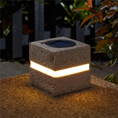2 x Smart Garden Solar Glam Rock Granite Stone Effect Cube Light ...