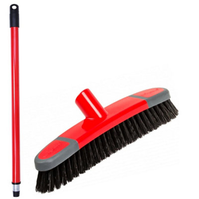 2 x Soft Broom & Long Handle Sweeping Brushes Ideal For Cleaning Hard ...