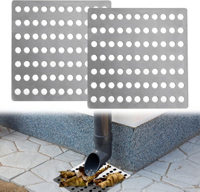 2 x Square Drain Covers 15 x 15cm Stainless Steel Gully Grid Guard ...