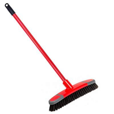 2 x Stiff Broom & Long Handle Sweeping Brushes Ideal For Cleaning Hard ...