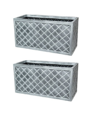 2 x Strata 70cm Lazio Trough GN699-PEW-ST Grey Trough